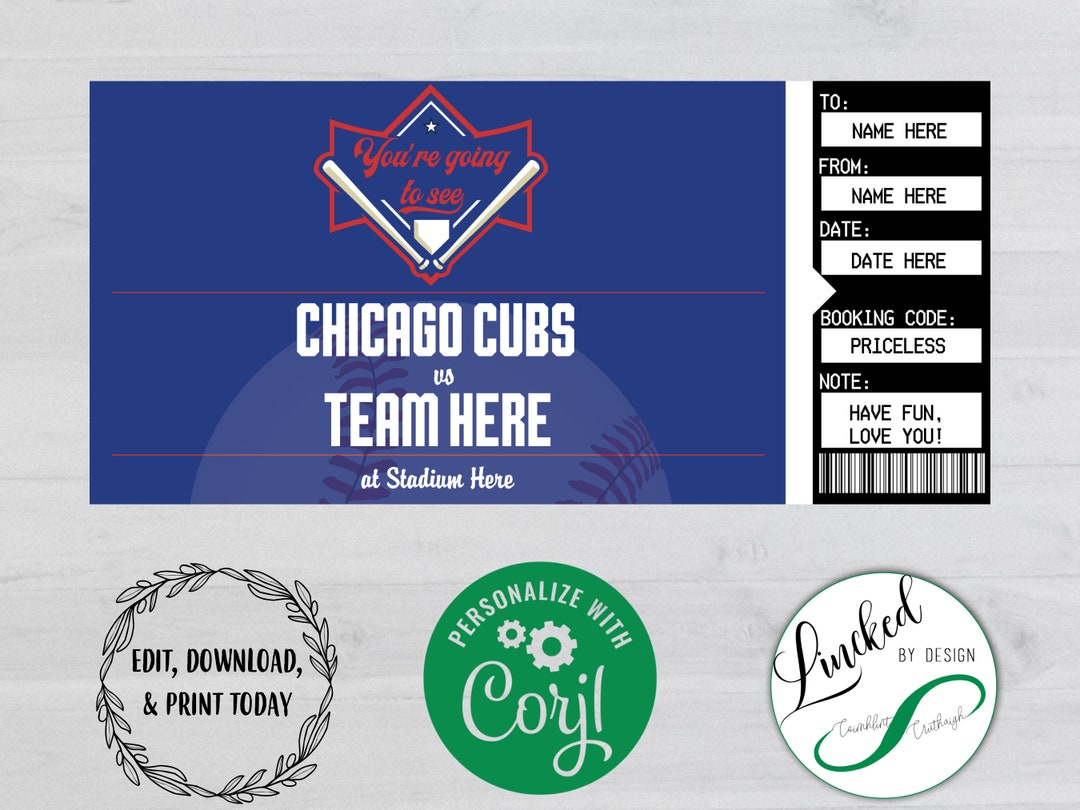 Chicago Cubs THEMED | Keepsake Event Ticket - Etsy