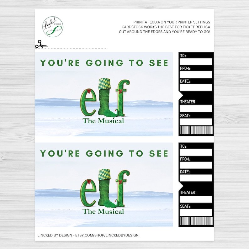 Elf the Musical | Keepsake Event Ticket - Etsy