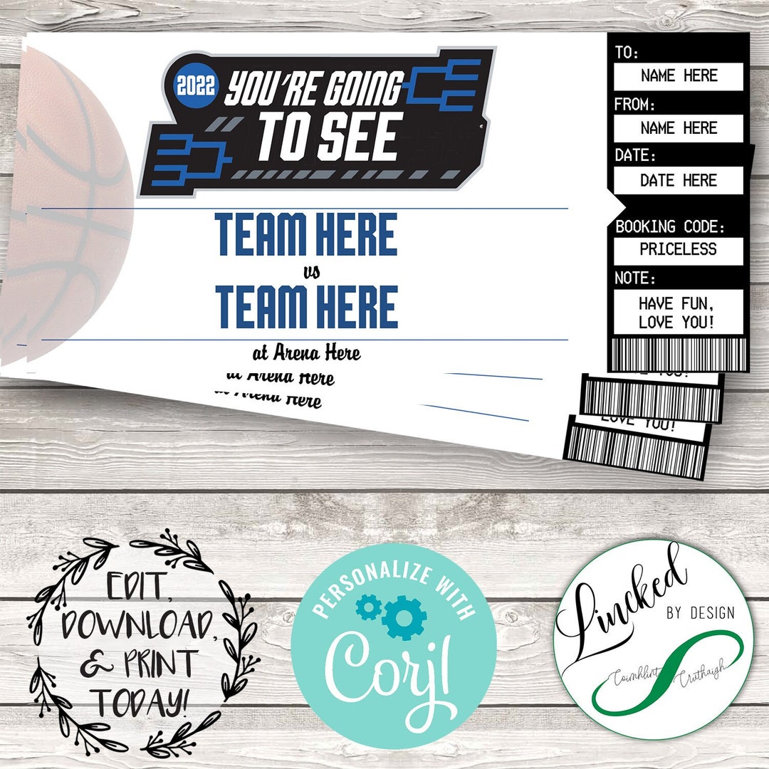 March Madness Themed Keepsake Event Ticket Ncaa Ticket Etsy