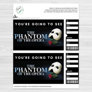 Phantom of the Opera | Keepsake Event Ticket - Etsy
