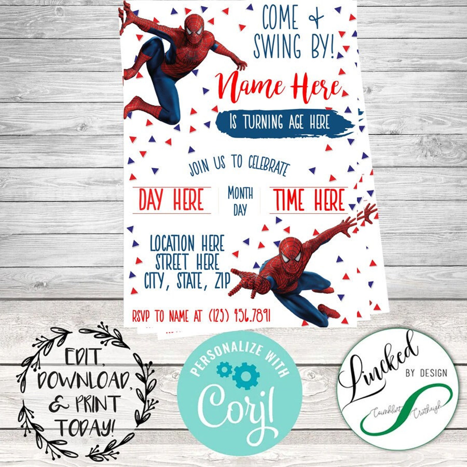 Spider-man Themed Birthday Invitation EDITABLE Digital - Etsy