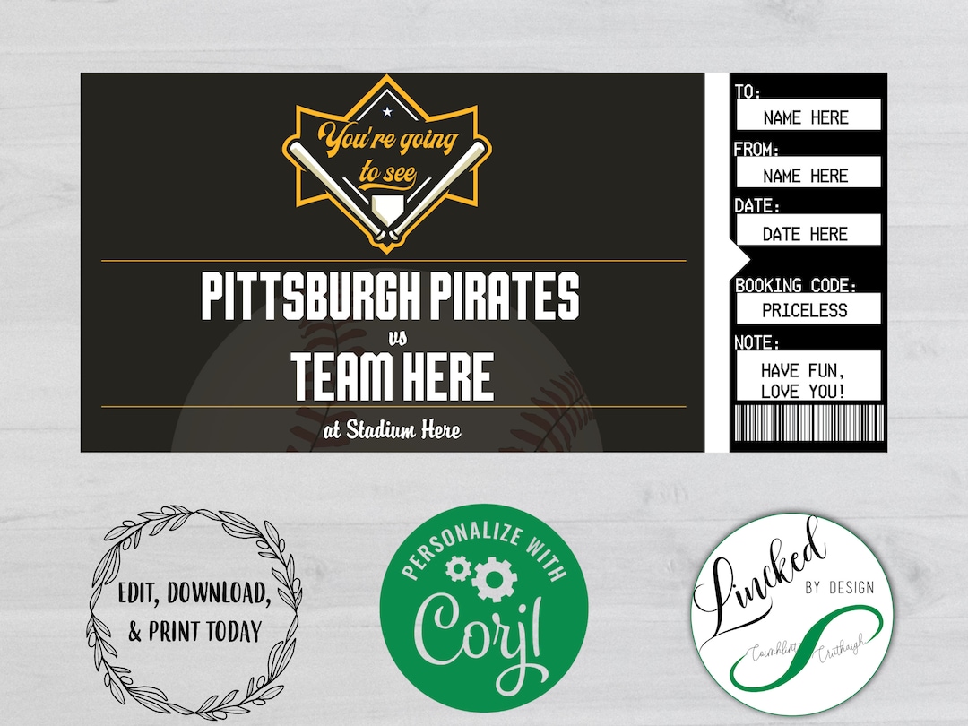 Pittsburgh Pirates THEMED | Keepsake Event Ticket - Etsy