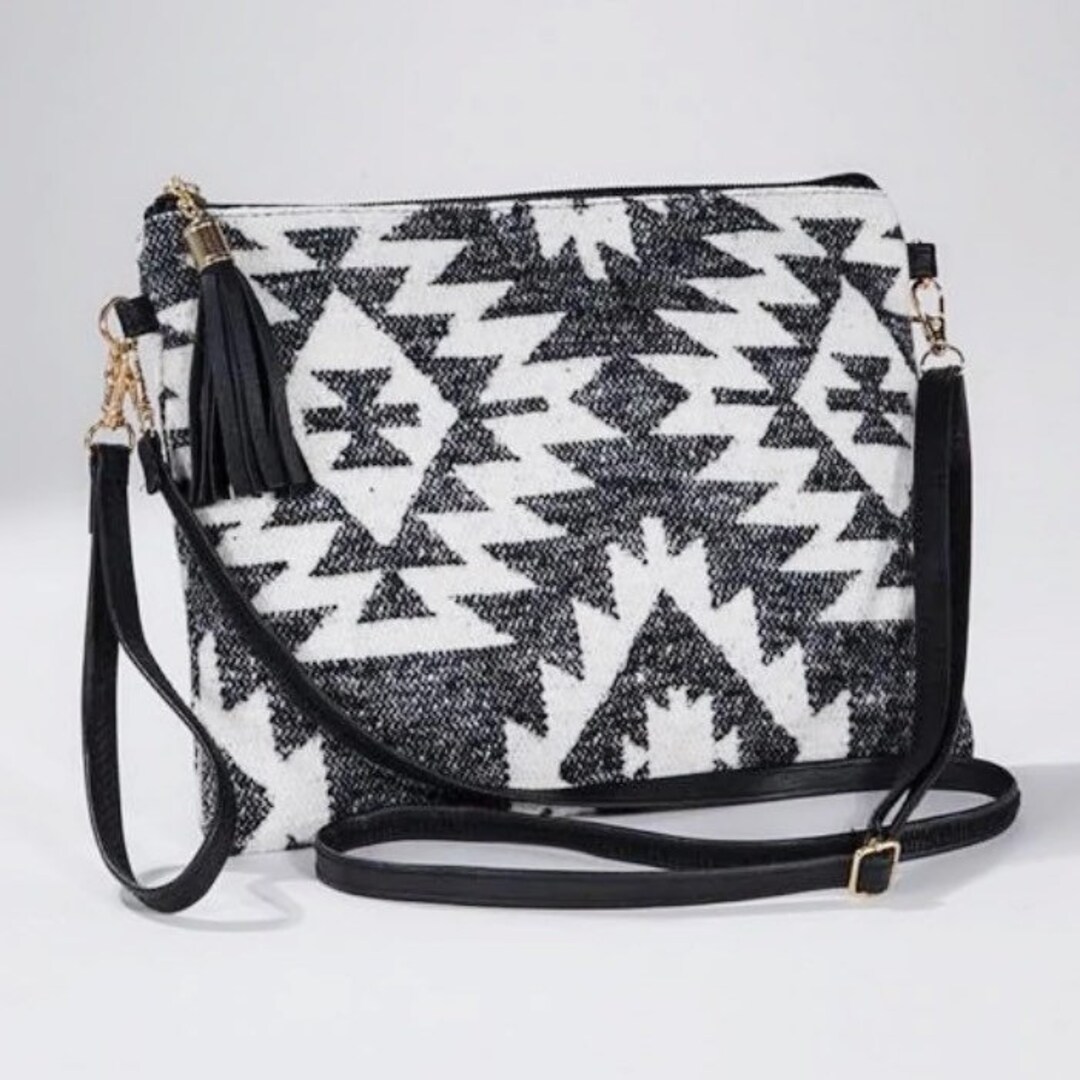 Black Aztec Print Crossbody Bag Handbag Wristlet Clutch Boho - Etsy