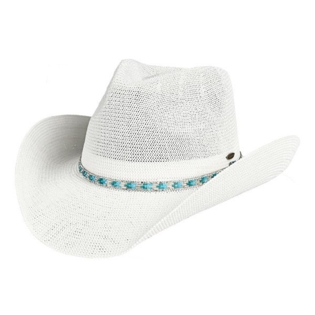 White Cowboy Sun Hat Wide Brim Cowgirl Stetson Western Fedora Panama ...