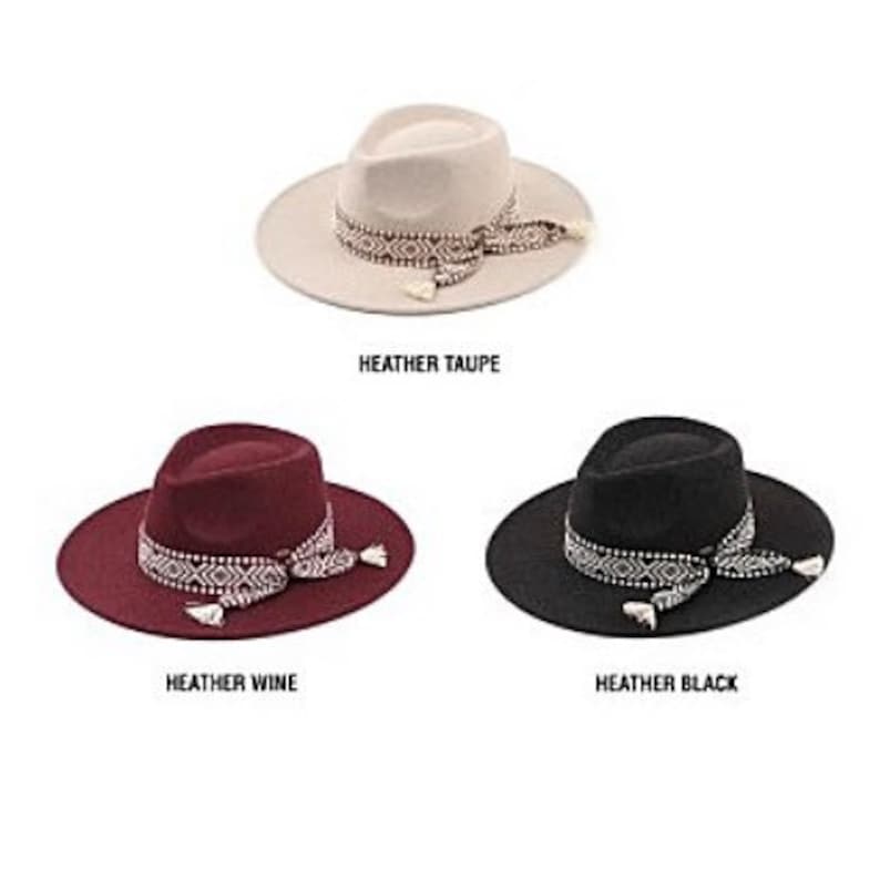 Black Felt Wide Brim Panama Hat Fedora Aztec Tribal Western - Etsy