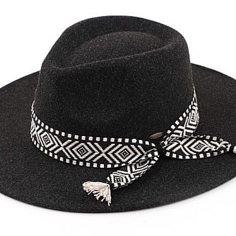 Black Felt Wide Brim Panama Hat Fedora Aztec Tribal Western - Etsy
