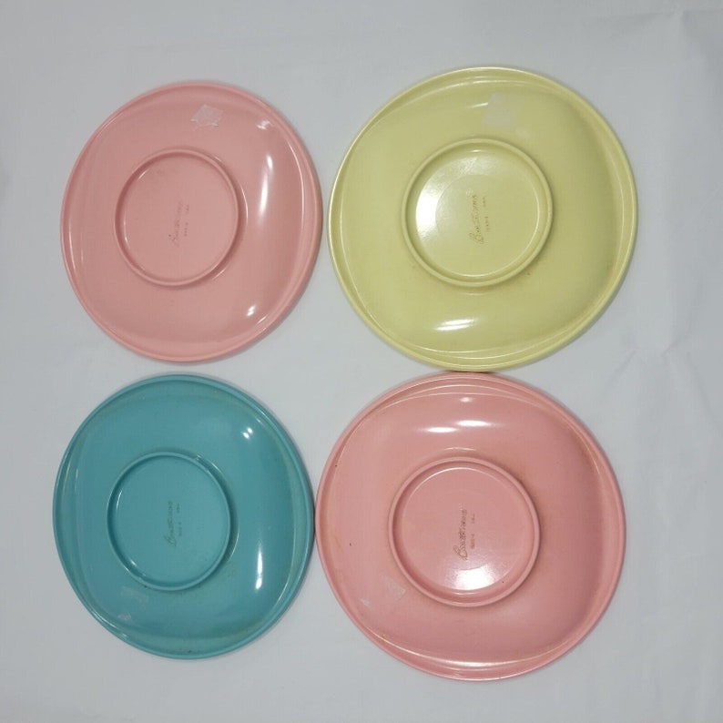 Vintage Boonton Ware 6" Melmac Plates Round Multicolor Set of 4 Pretend ...