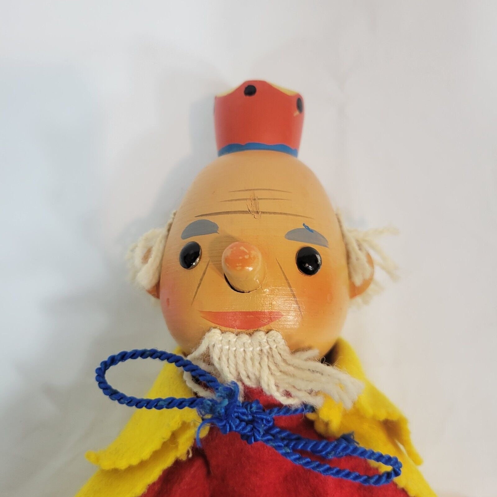 Vintage King Hand Puppet Wood Hand Painted Face Felt Body Play - Etsy