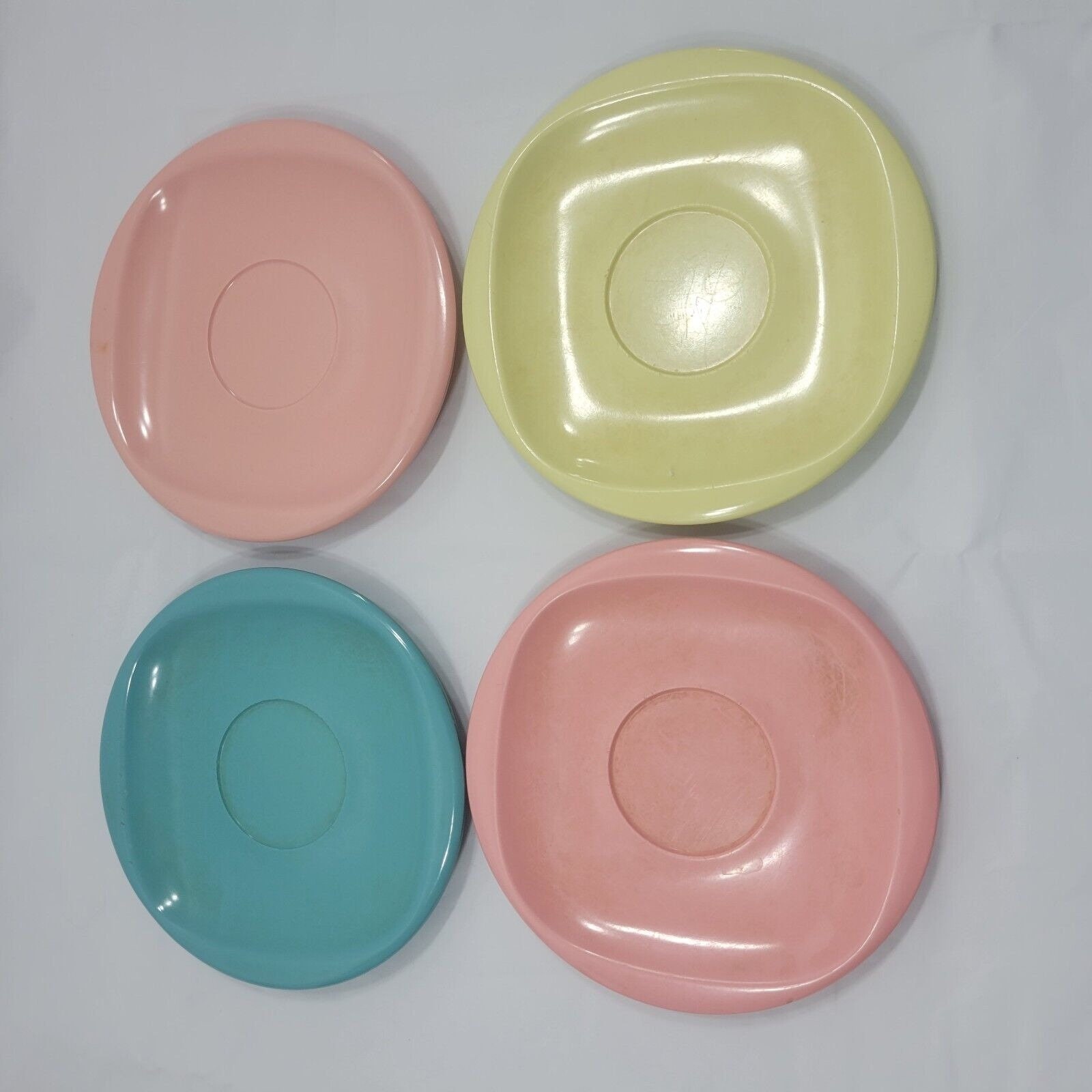 Vintage Boonton Ware 6" Melmac Plates Round Multicolor Set of 4 Pretend ...