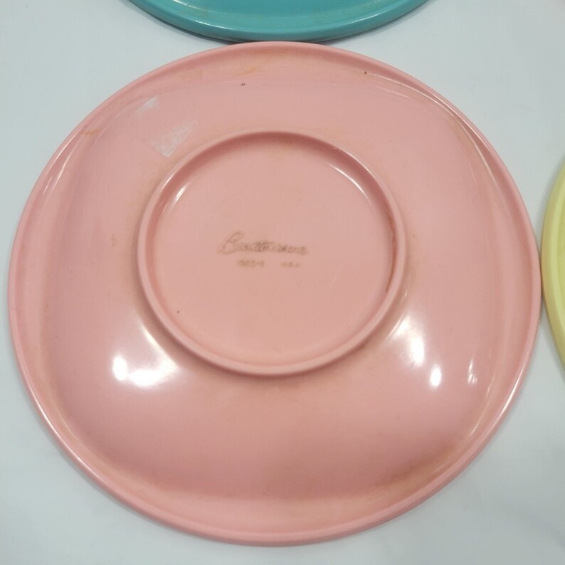 Vintage Boonton Ware 6" Melmac Plates Round Multicolor Set of 4 Pretend ...
