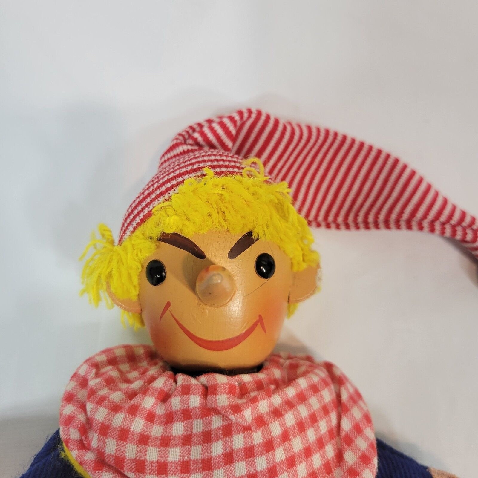 Vintage Pinocchio Puppet Hand Painted Wooden Face Yellow Hair - Etsy
