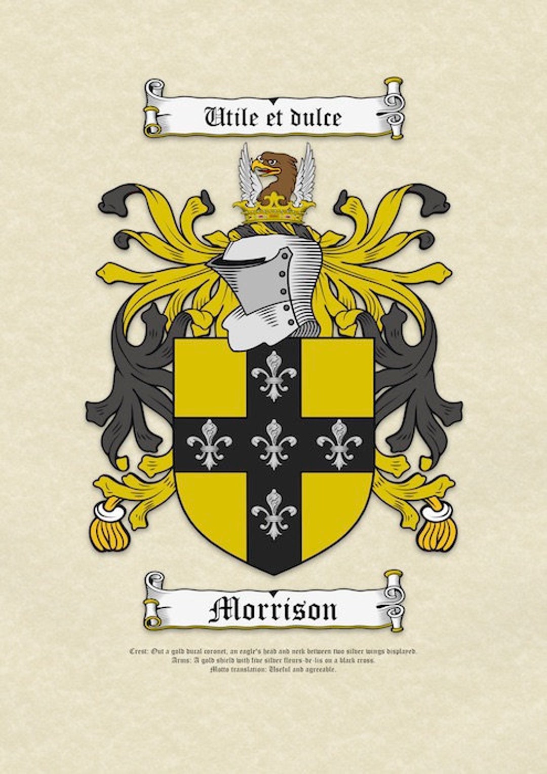 A3 Coat of Arms family Crest Printed on Vellum Parchment Paper - Etsy