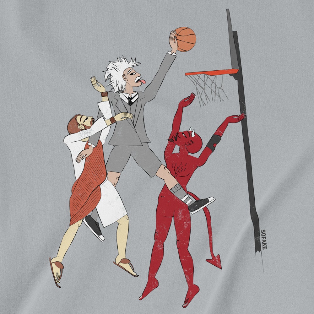 Einstein Dunks on Jesus and the Devil T-shirt - Etsy