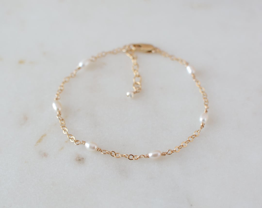 Dainty Pearl Bracelet 14k Gold Filled Genuine Pearls Bride Bracelet ...