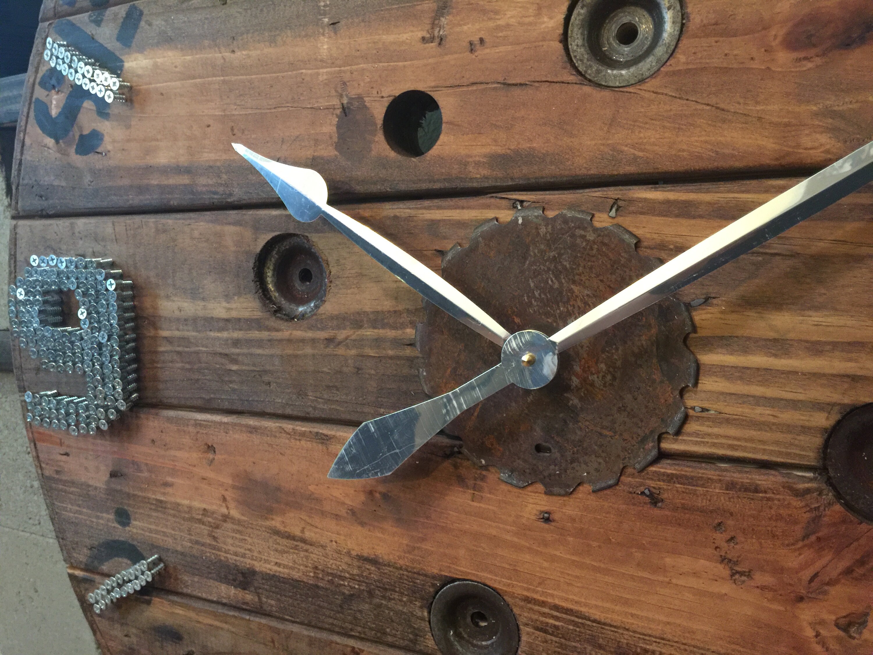 Wooden Spool Clock / Industrial Farmhouse - Etsy