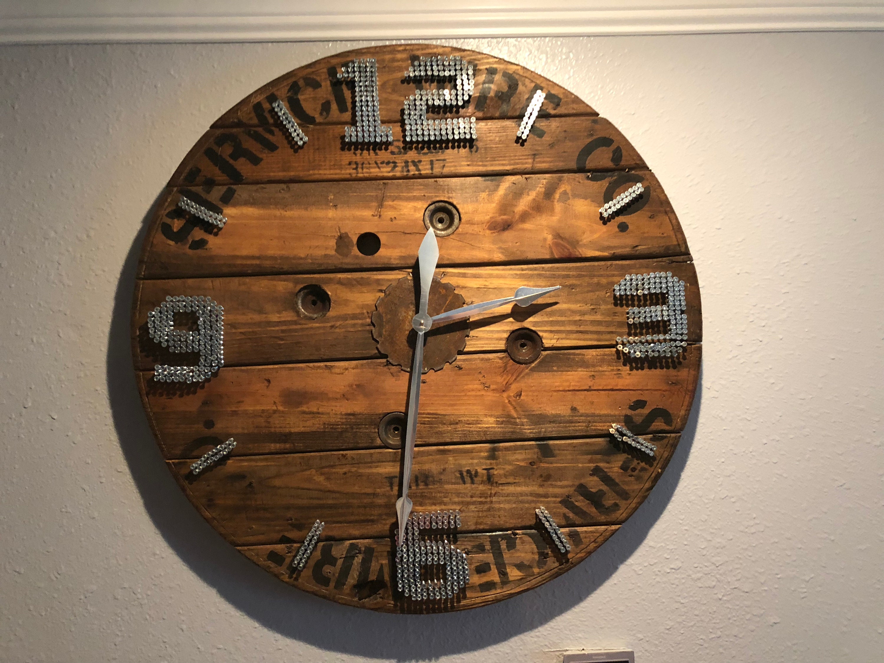 Wooden Spool Clock / Industrial Farmhouse - Etsy