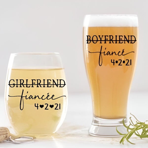 Engagement Glasses for Couple - Etsy
