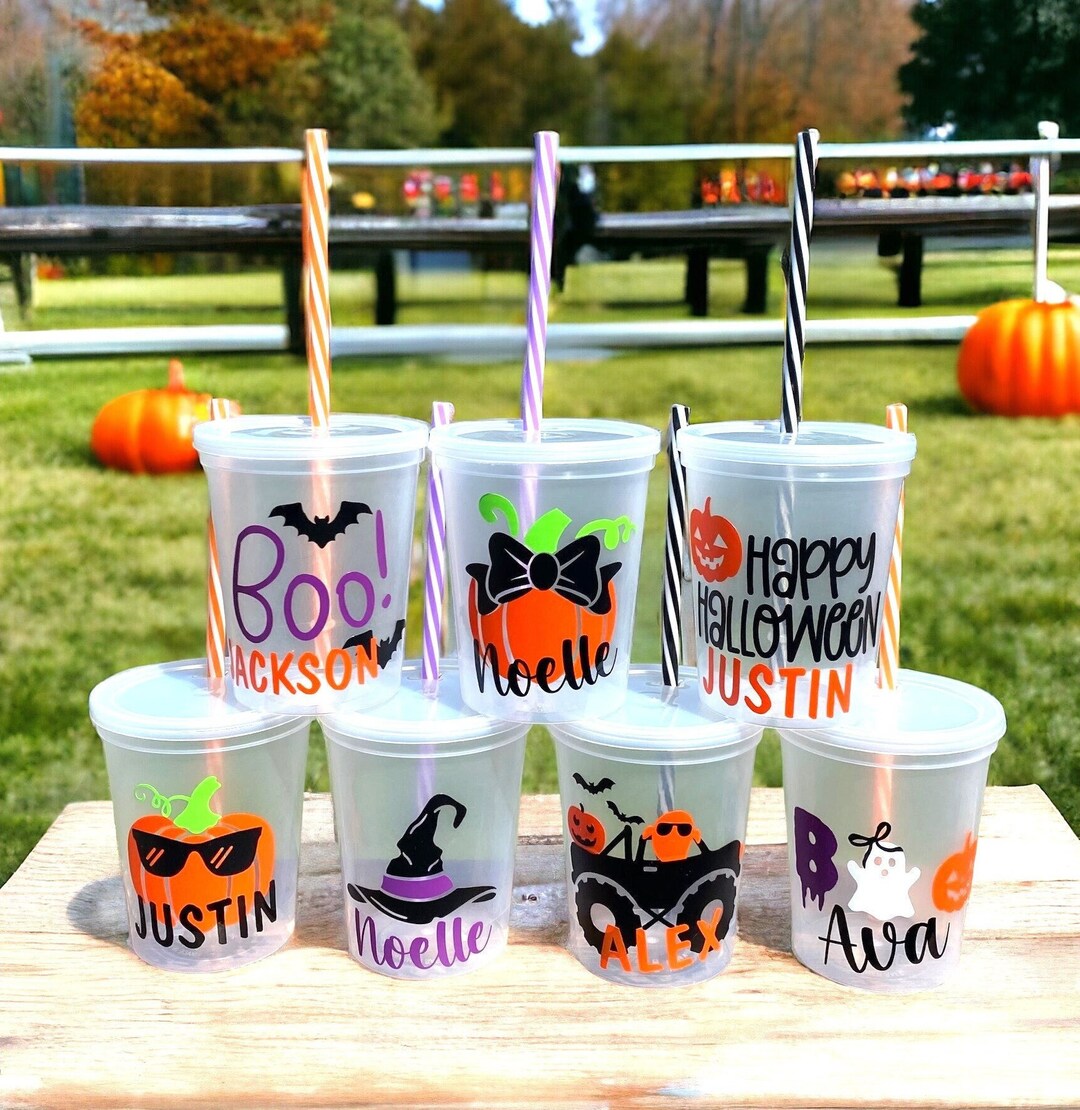 Kids Halloween Cups, Kids Halloween, Halloween Cups With Straws ...