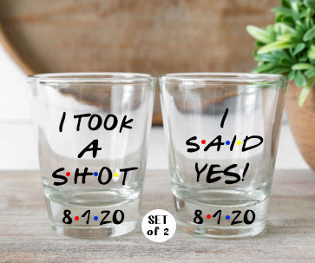 Engagement Gift for Couple, Shot Glasses Personalized, Just Engaged ...