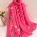 Beautiful Ladies Pink Evening Scarf With Embroidered Detail - Etsy