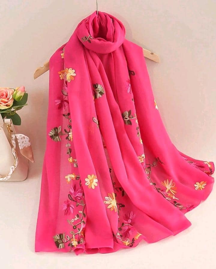 Beautiful Ladies Pink Evening Scarf With Embroidered Detail - Etsy