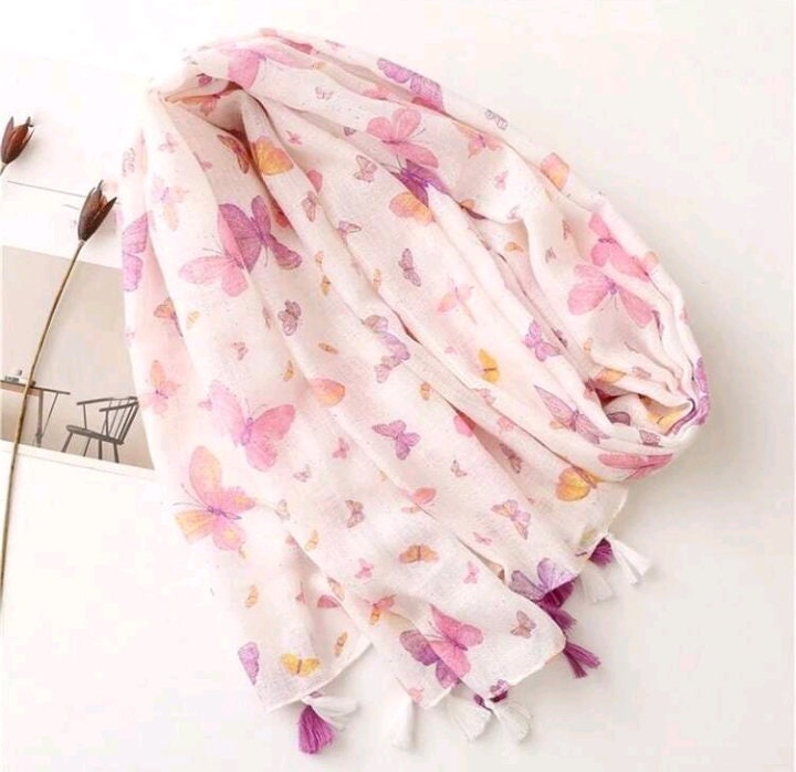 Beautiful Ladies Pale Pink Evening Scarf With Butterfly Detail - Etsy