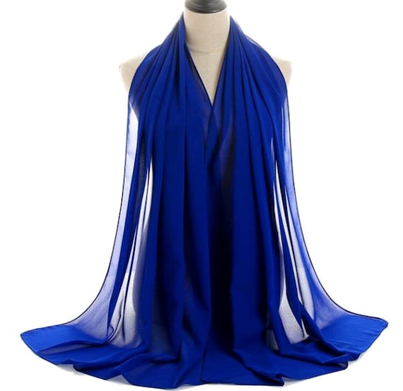 Beautiful Ladies Royal Blue Chiffon Evening Scarf Etsy Canada