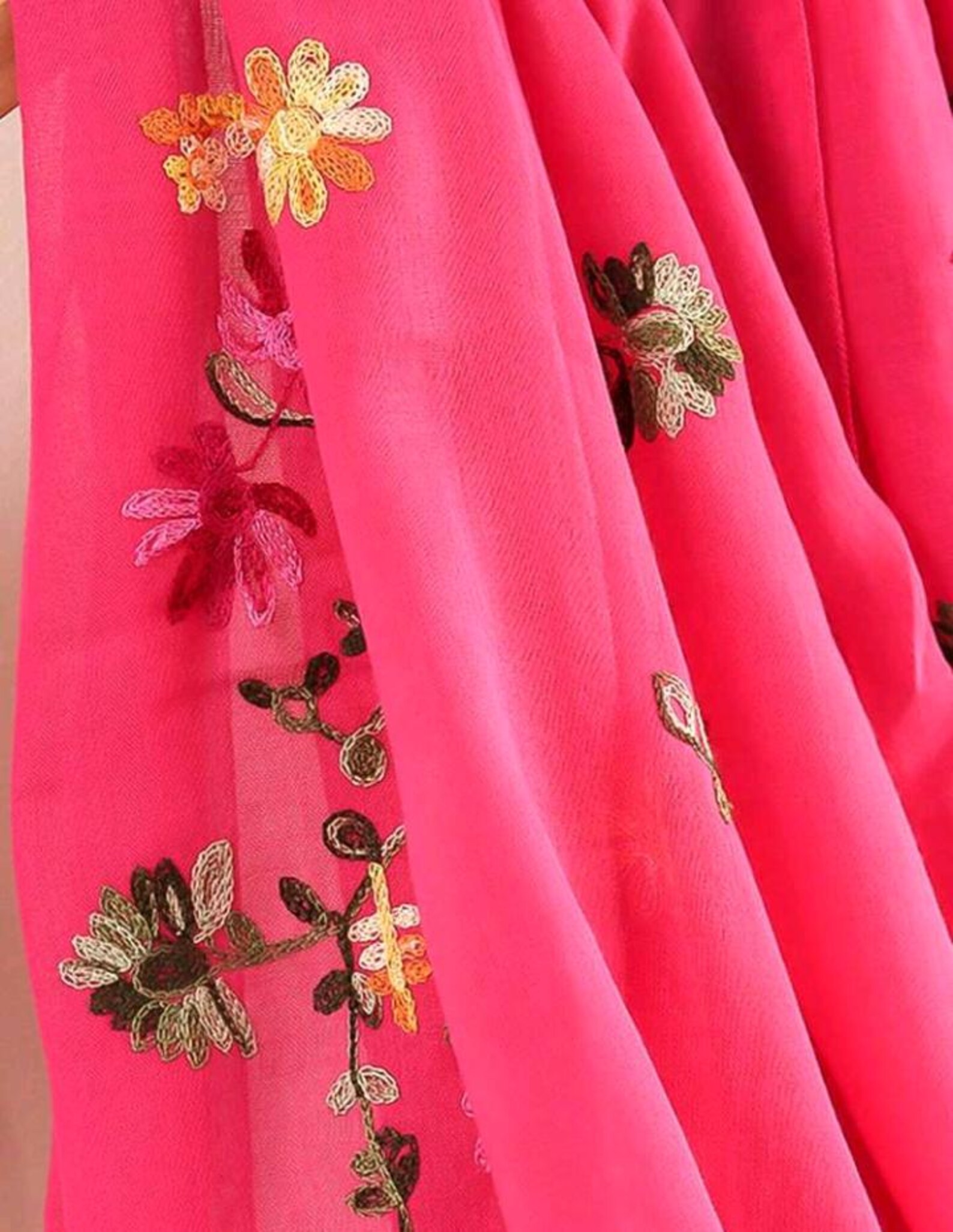 Beautiful Ladies Pink Evening Scarf With Embroidered Detail - Etsy