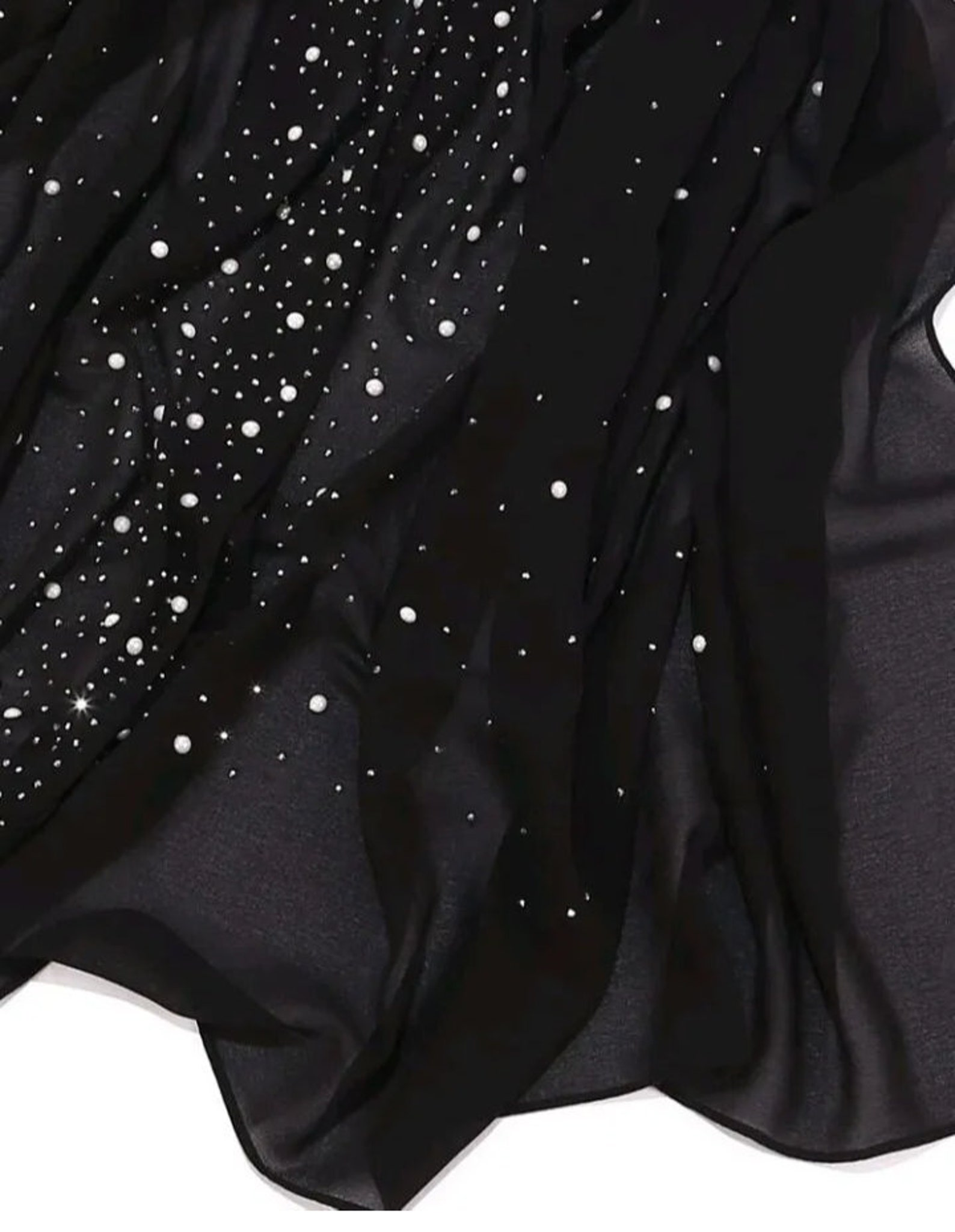 Beautiful Ladies Black Evening Scarf With Faux Pearl & Rhinestone ...