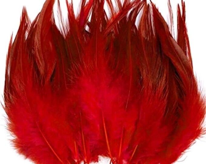 Beautifu Red Hackle Feathers X 50 Pieces - Etsy