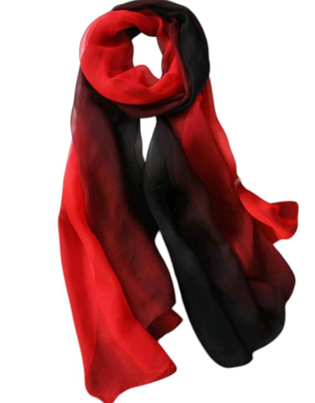 Beautiful Ladies Red & Black Gradient Chiffon Evening Scarf - Etsy