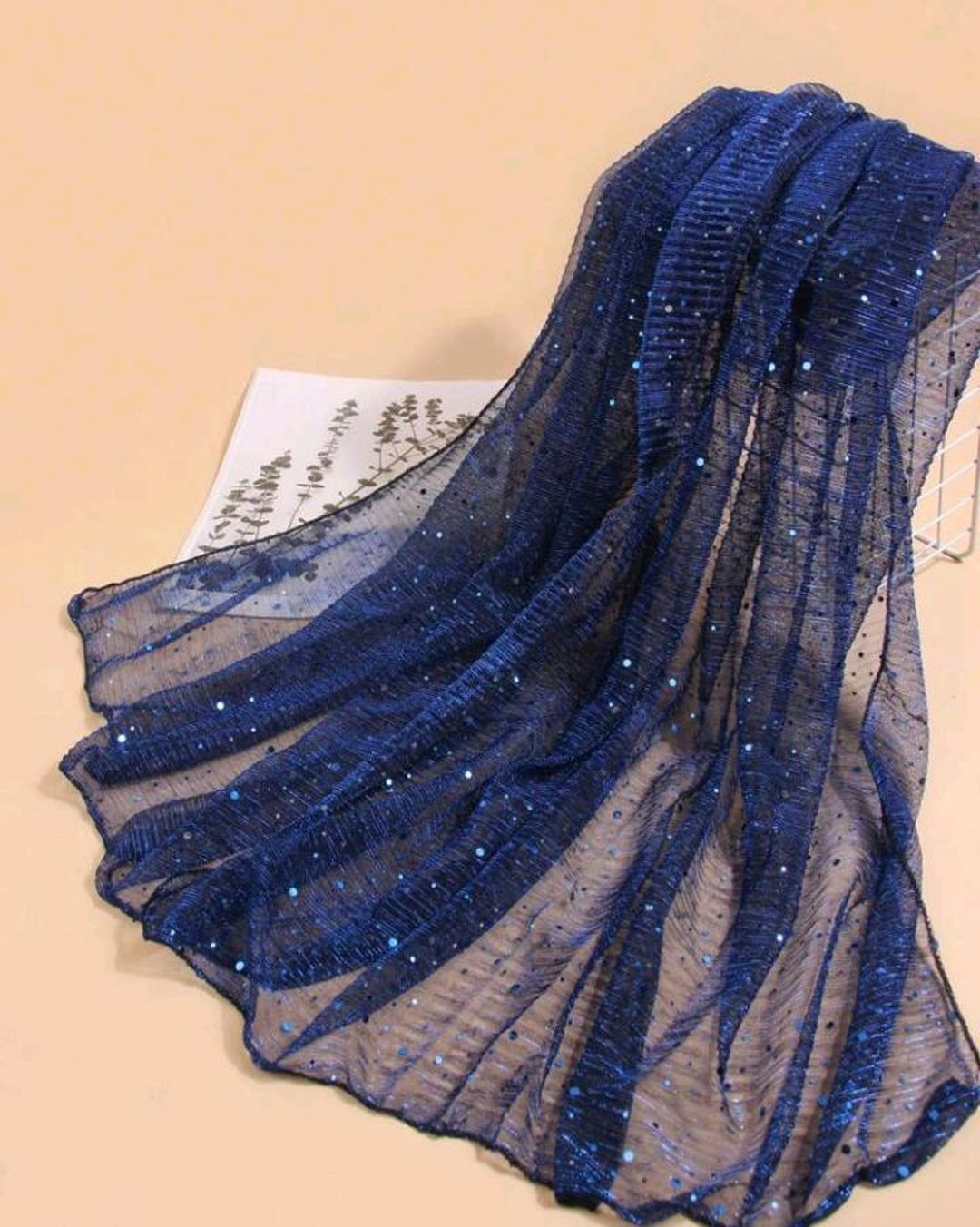 Beautiful Ladies Royal Blue Evening Scarf Shawl With Sequin Detail - Etsy