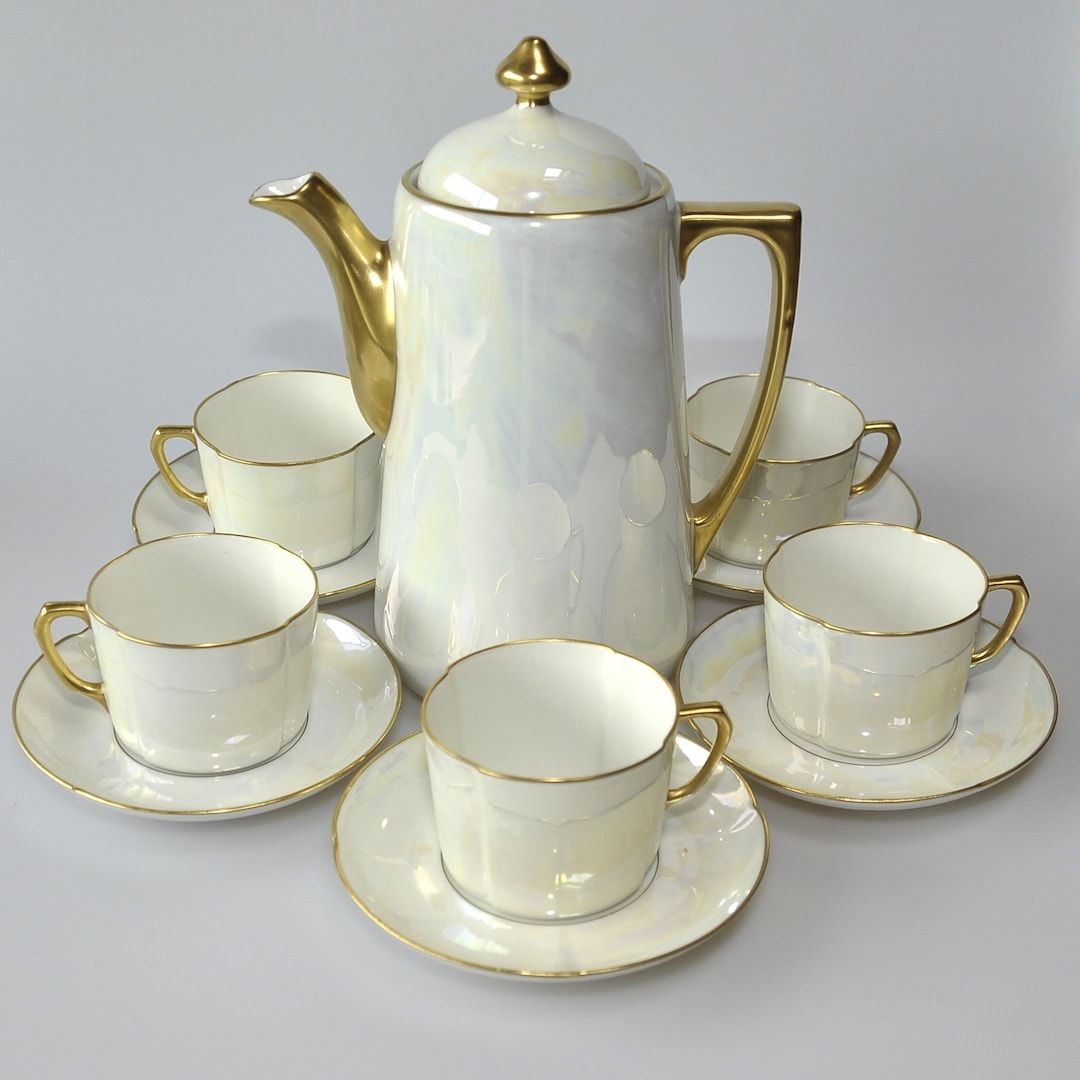 Vintage Pearlescent Porcelain Coffee / Tea Set Limoges France - Etsy