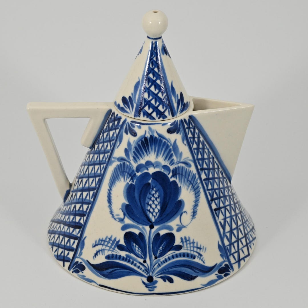 Vintage Blue and White Teapot - Etsy