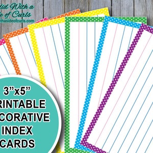 3x5 Printable Decorative Index Cards - Etsy