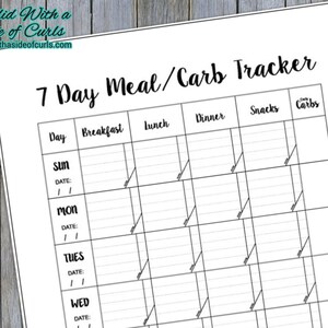 7 Day Meal and Carb Tracker Bullet Journal-printable Pages - Etsy