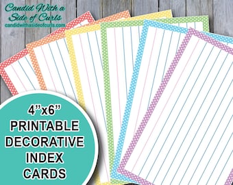 4x6 Printable Decorative Index Cards - Etsy