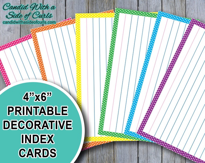 4x6 Printable Decorative Index Cards - Etsy