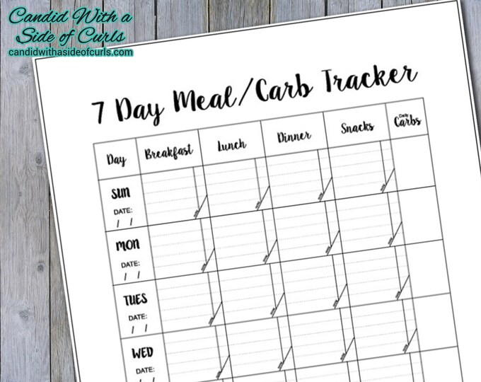 7 Day Meal and Carb Tracker Bullet Journal-printable Pages - Etsy
