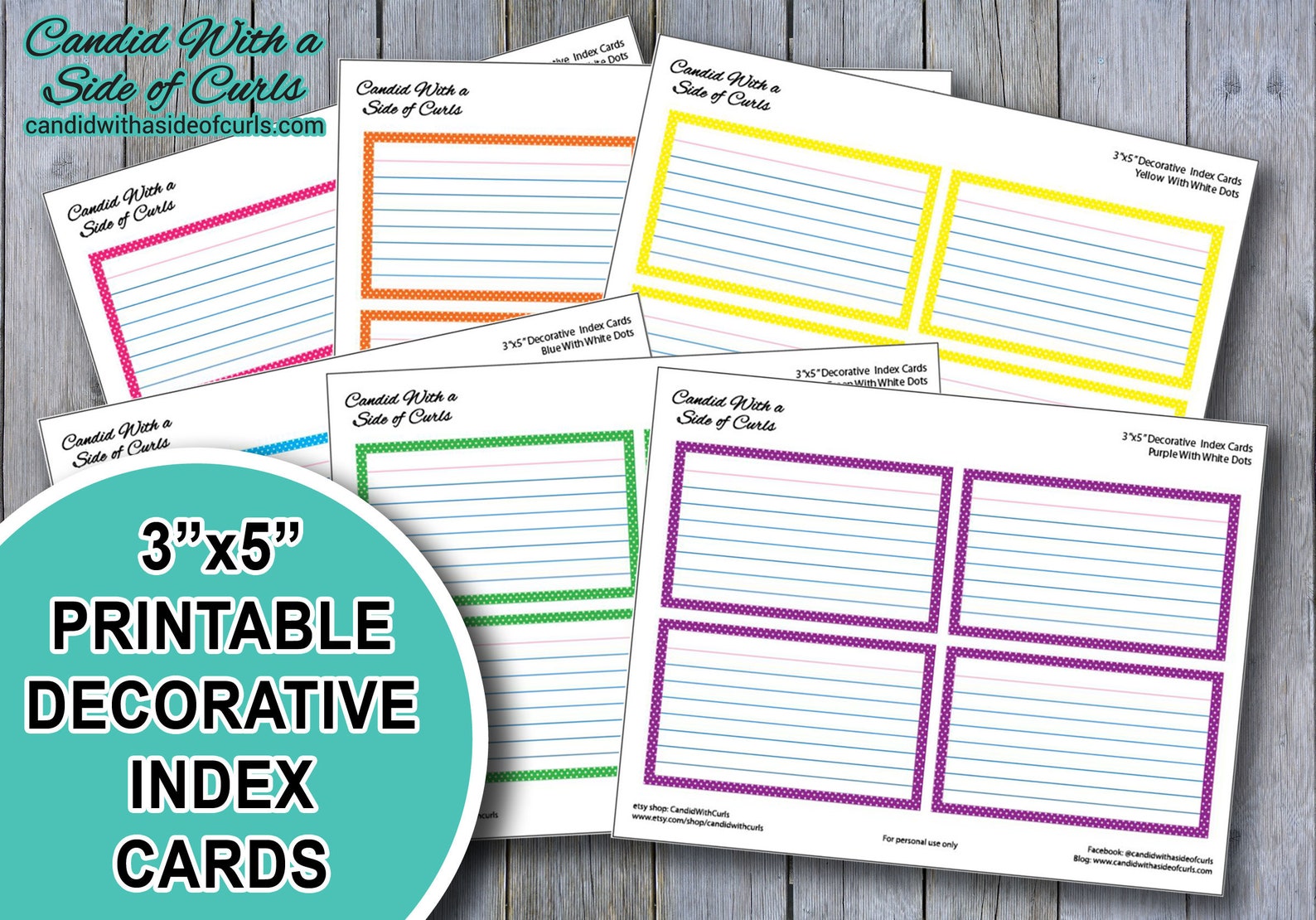 3x5 Printable Decorative Index Cards - Etsy