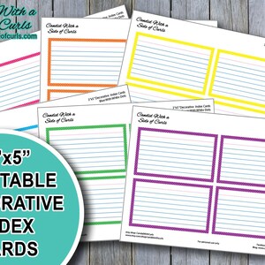 3x5 Printable Decorative Index Cards - Etsy