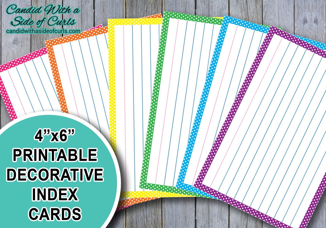 4x6 Printable Decorative Index Cards - Etsy