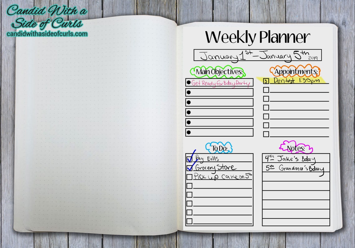 Weekly Planner Bullet Journal-printable Pages - Etsy