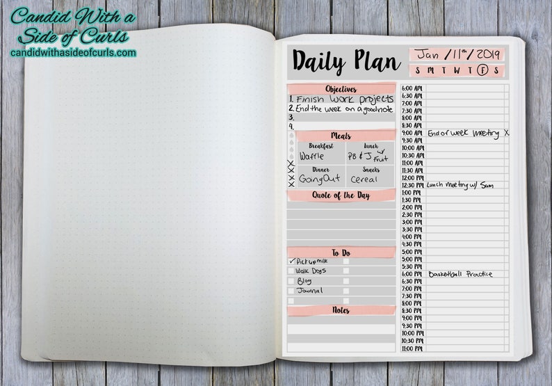 Daily Plan Journal Page for Bullet Journal-printable Pages - Etsy