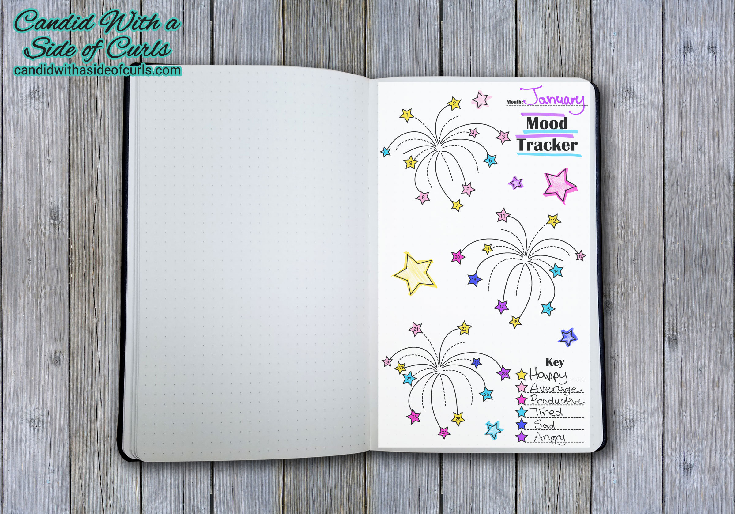 Fireworks Monthly Mood Tracker Bullet Journal-printable Pages - Etsy