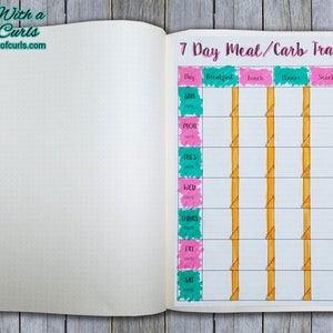 7 Day Meal and Carb Tracker Bullet Journal-printable Pages - Etsy