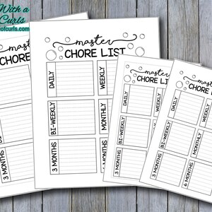 Master Chore List Bullet Journal-printable Pages - Etsy