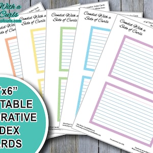 4x6 Printable Decorative Pastel Index Cards - Etsy