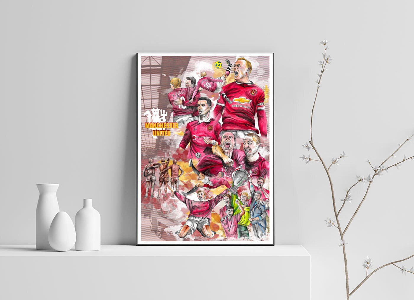 Football Poster Manchester United Watercolor Print Sport Art Poster ...