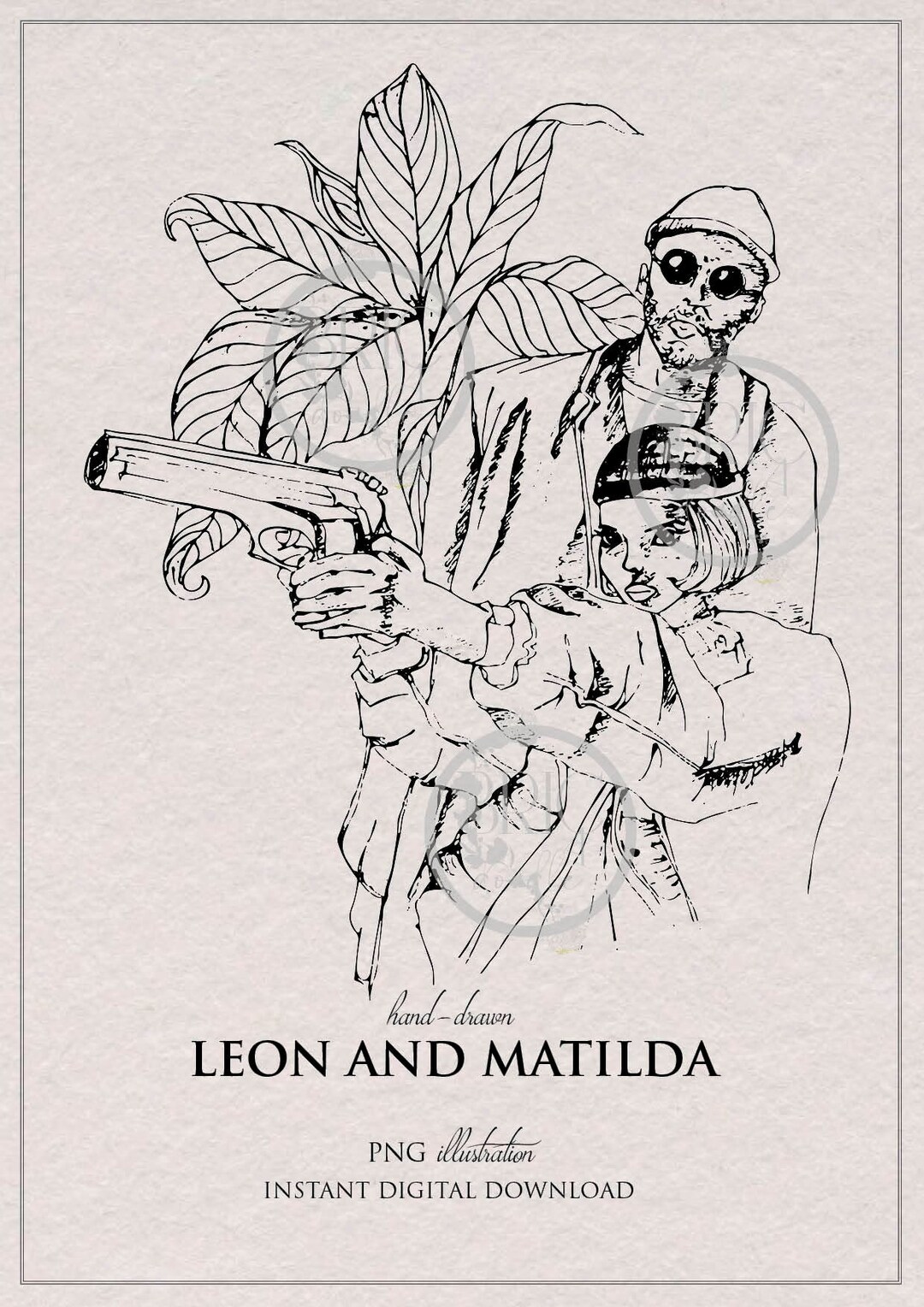 Leon and Mathilda Cute Clipart Digital Download, Vector Hand Drawn ...